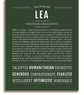 Lea Personalized Name Meaning Art Prints – Name Stories
