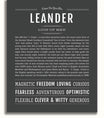 Leander | Name Art Print – Name Stories