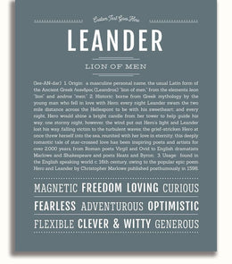 Leander | Name Art Print – Name Stories