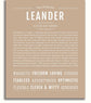 Leander | Name Art Print – Name Stories