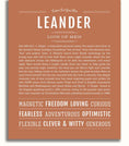 Leander | Name Art Print – Name Stories