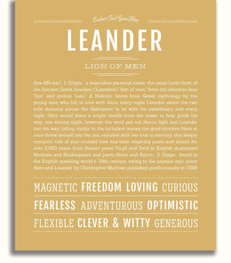 Leander Personalized Name Meaning Art Prints – Name Stories