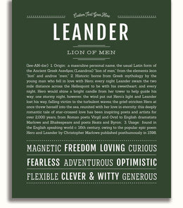 Leander | Name Art Print – Name Stories