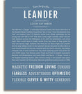 Leander | Name Art Print – Name Stories