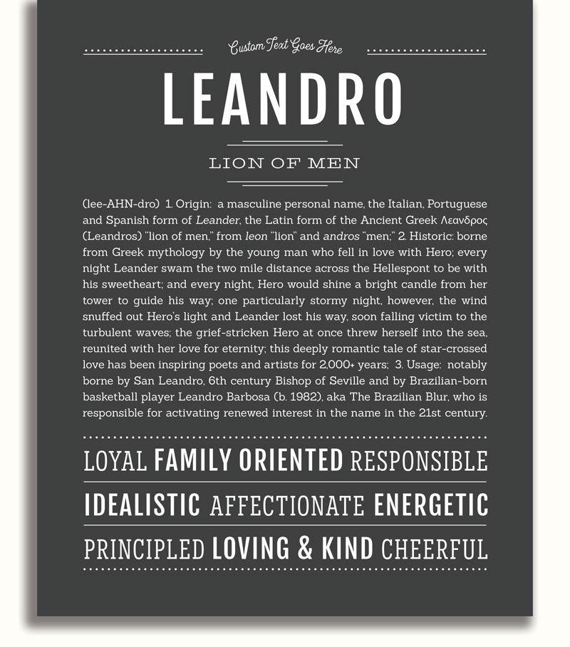 Leandro Personalized Name Meaning Art Prints – Name Stories