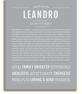 Leandro Personalized Name Meaning Art Prints – Name Stories