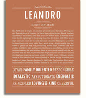 Leandro Personalized Name Meaning Art Prints – Name Stories
