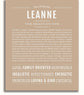 Leanne Personalized Name Meaning Art Prints – Name Stories