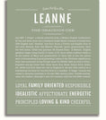 Leanne Personalized Name Meaning Art Prints – Name Stories