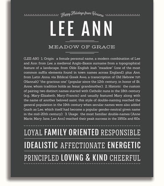 Leeann Personalized Name Meaning Art Prints – Name Stories