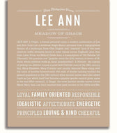 Leeann Personalized Name Meaning Art Prints – Name Stories
