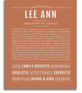 Leeann Personalized Name Meaning Art Prints – Name Stories