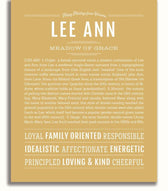 Leeann Personalized Name Meaning Art Prints – Name Stories