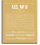 Leeann Personalized Name Meaning Art Prints – Name Stories