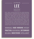 Lee Personalized Name Meaning Art Prints – Name Stories