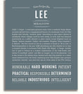 Lee Personalized Name Meaning Art Prints – Name Stories