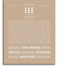 Lee Personalized Name Meaning Art Prints – Name Stories