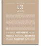 Lee Personalized Name Meaning Art Prints – Name Stories