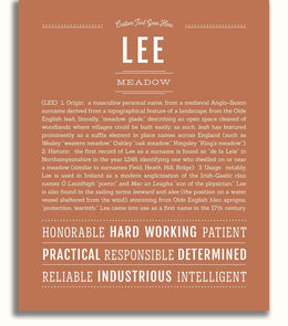 Lee (male) | Name Art Print – Name Stories