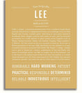 Lee Personalized Name Meaning Art Prints – Name Stories