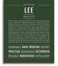 Lee Personalized Name Meaning Art Prints – Name Stories