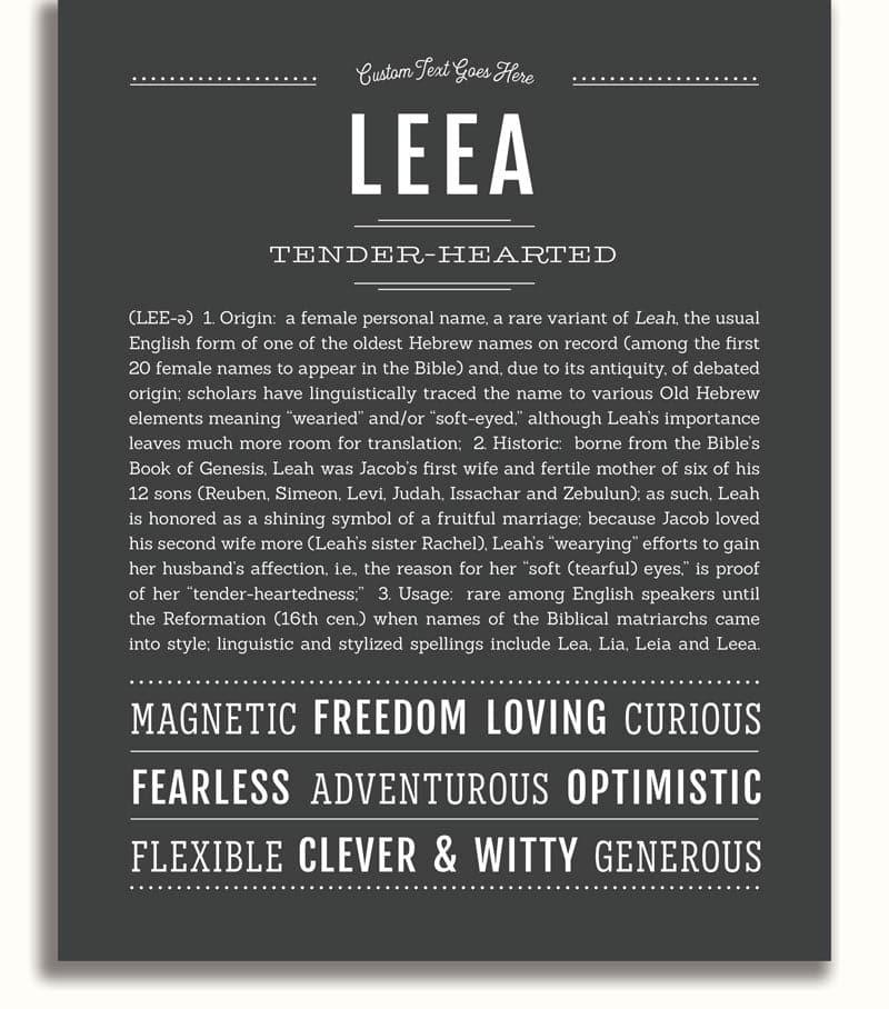 Leea Personalized Name Meaning Art Prints – Name Stories
