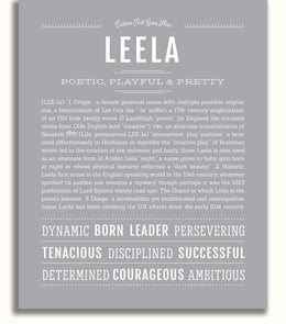 Leela Personalized Name Meaning Art Prints – Name Stories