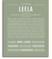 Leela Personalized Name Meaning Art Prints – Name Stories