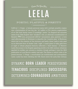 Leela Personalized Name Meaning Art Prints – Name Stories