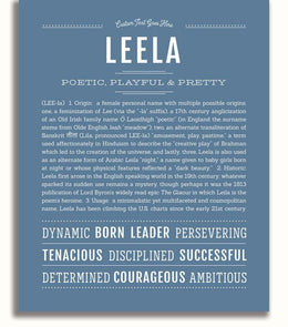 Leela Personalized Name Meaning Art Prints – Name Stories