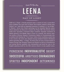 Leena Personalized Name Meaning Art Prints – Name Stories