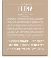 Leena Personalized Name Meaning Art Prints – Name Stories