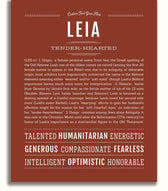 Leia Personalized Name Meaning Art Prints – Name Stories