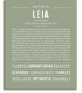 Leia Personalized Name Meaning Art Prints – Name Stories