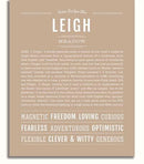 Leigh Personalized Name Meaning Art Prints – Name Stories