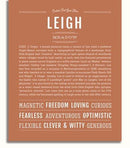 Leigh Personalized Name Meaning Art Prints – Name Stories