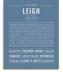 Leigh Personalized Name Meaning Art Prints – Name Stories