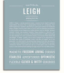 Leigh Personalized Name Meaning Art Prints – Name Stories