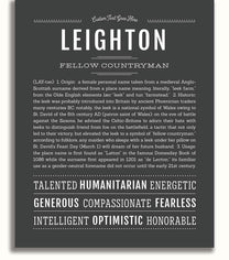 Leighton (female) | Name Art Print – Name Stories