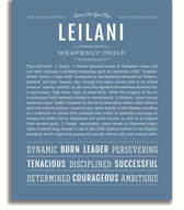 Leilani Personalized Name Meaning Art Prints – Name Stories