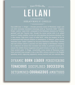 Leilani Personalized Name Meaning Art Prints – Name Stories