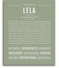 Lela Personalized Name Meaning Art Prints – Name Stories