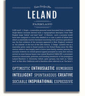 Leland Personalized Name Meaning Art Prints – Name Stories