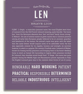 Len Personalized Name Meaning Art Prints – Name Stories