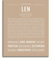 Len Personalized Name Meaning Art Prints – Name Stories