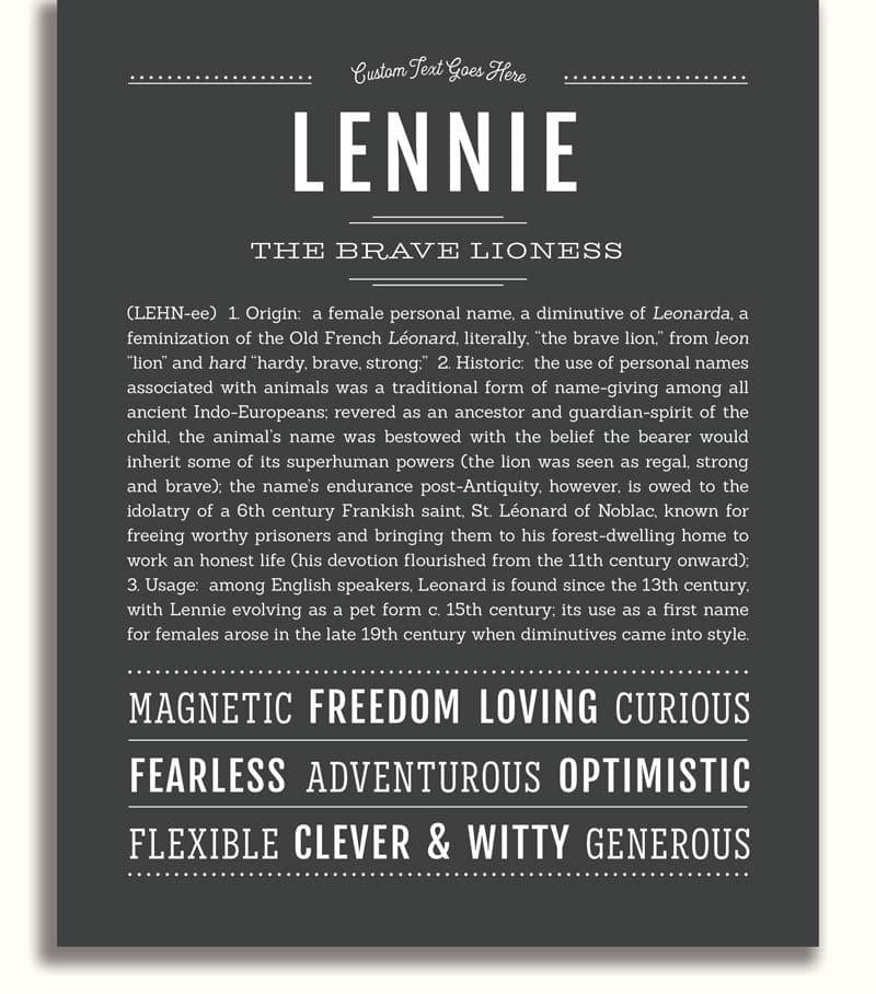 Lennie Personalized Name Meaning Art Prints – Name Stories