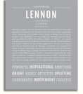 Lennon Personalized Name Meaning Art Prints – Name Stories