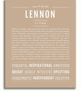 Lennon Personalized Name Meaning Art Prints – Name Stories
