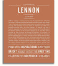 Lennon Personalized Name Meaning Art Prints – Name Stories