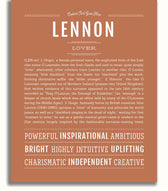 Lennon Personalized Name Meaning Art Prints – Name Stories